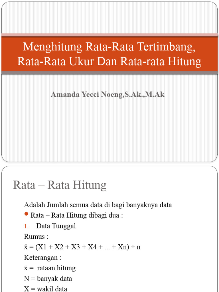 Menghitung Rata-Rata Tertimbang, Rata-Rata Ukur Dan Rata-Rata | PDF