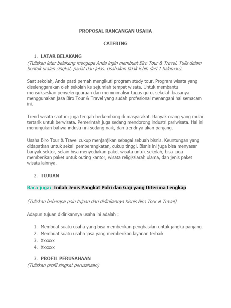 Proposal Rancangan Usaha | PDF