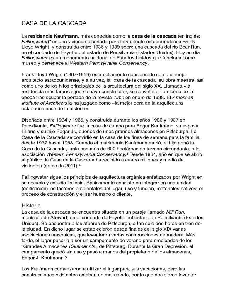 Casa de La Cascada | PDF | Diseño arquitectonico | Arquitectura