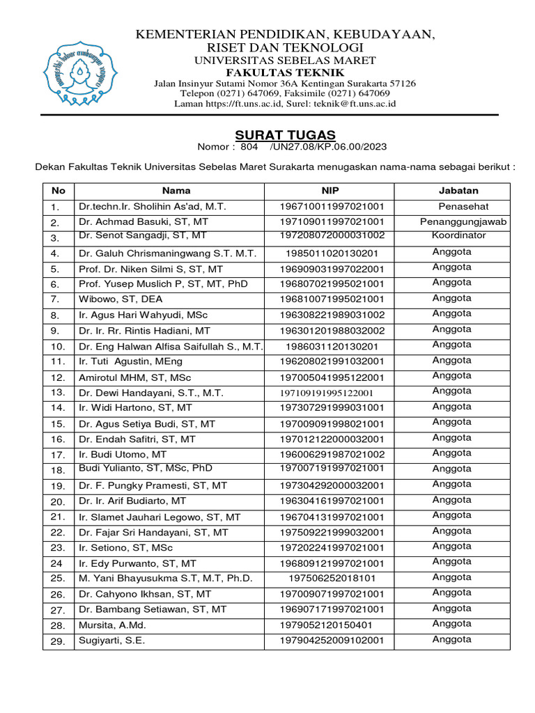 Surat Tugas - IABEE - 2023 | PDF