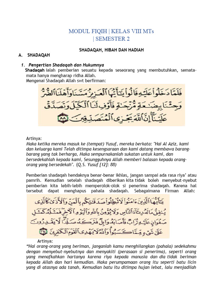 Panduan Shadaqah, Hibah, Hadiah | PDF