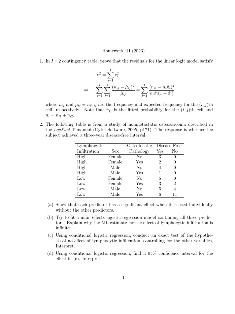 Homework 3 | PDF | Logistic Regression | Regression Analysis