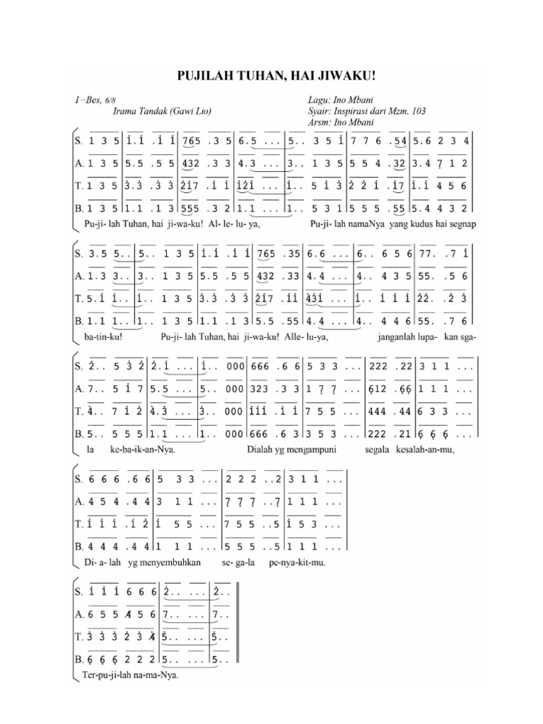 Pujilah Tuhan Hai Jiwaku! - Ino Mbani | PDF