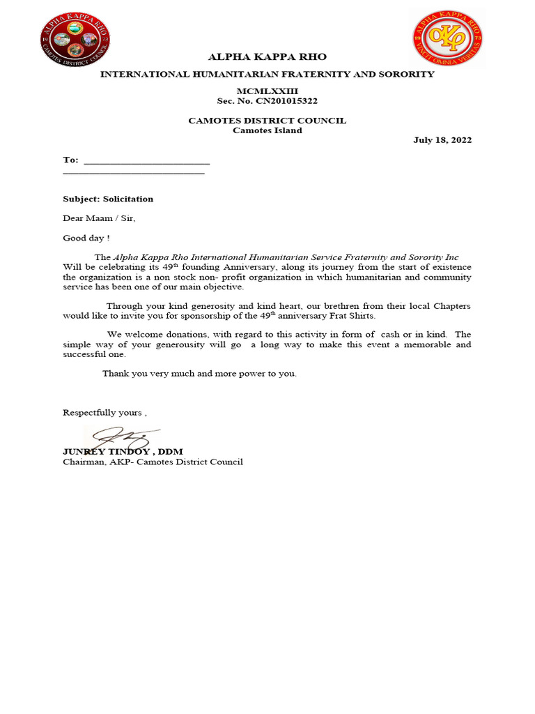 ALPHA KAPPA RHO Solicitation For Frat Shirt | PDF