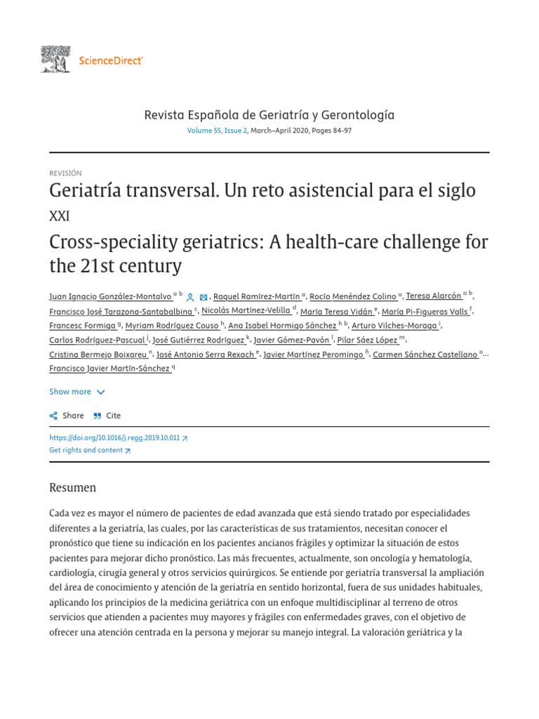 Geriatría Transversal. Un Reto Asistencial para El Siglo Xxi ...