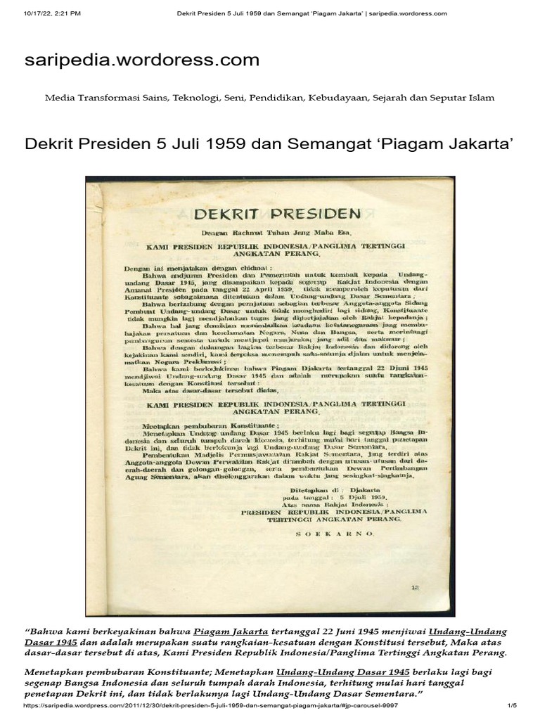 Dekrit Presiden 5 Juli 1959 | PDF