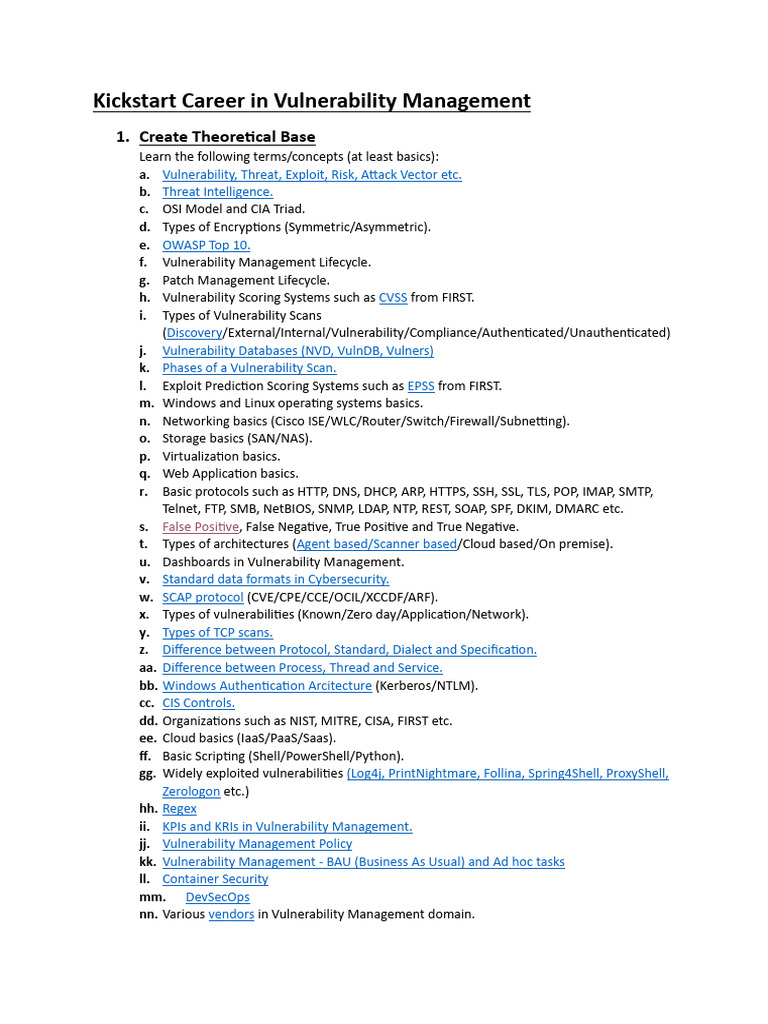 Kickstart Career in Vulnerability Management | PDF | Vulnerability (Computing) | Transport Layer ...