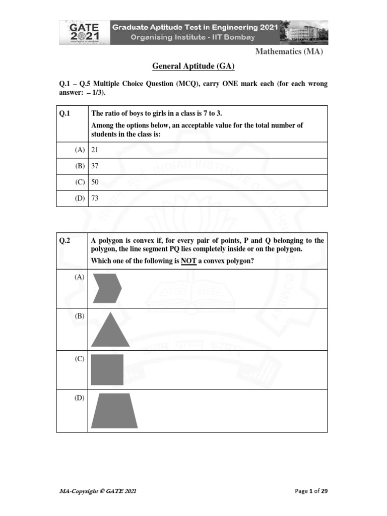 GATE Mathematics Paper 2021 | PDF | Partial Differential Equation ...