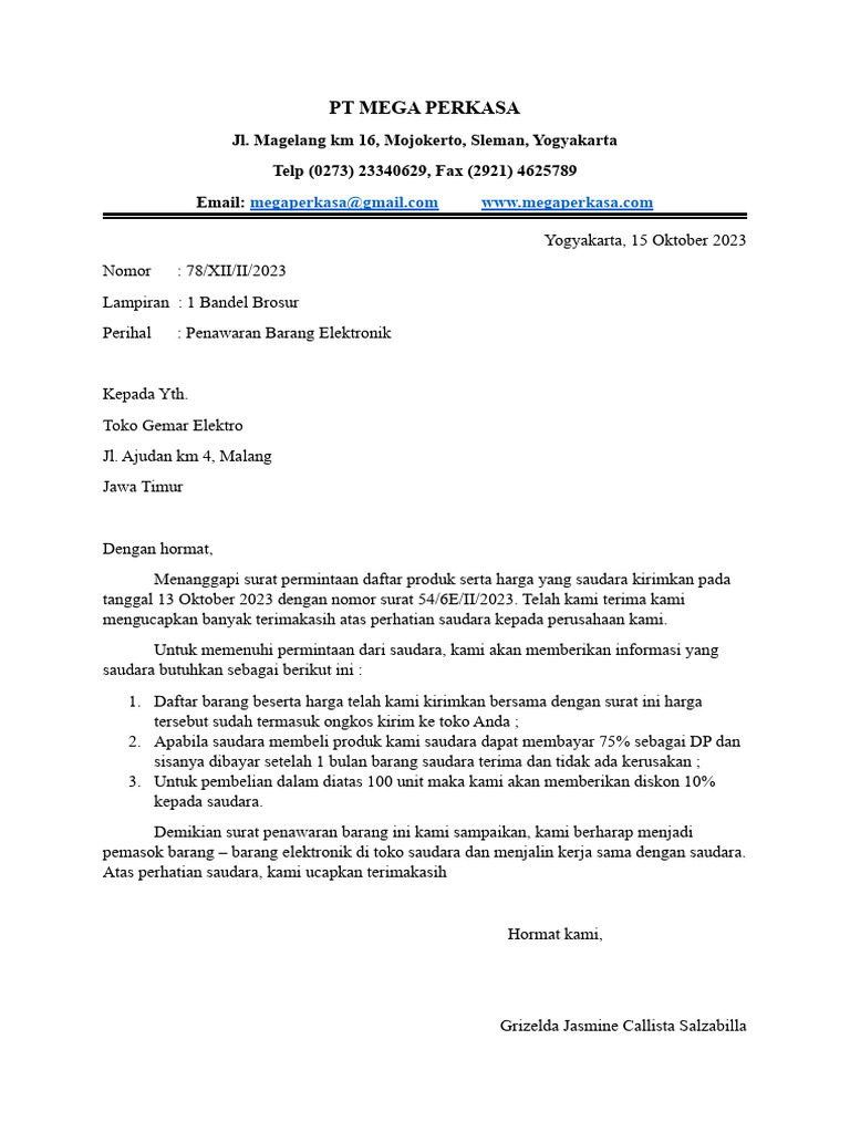 Surat Penawaran | PDF | Bisnis