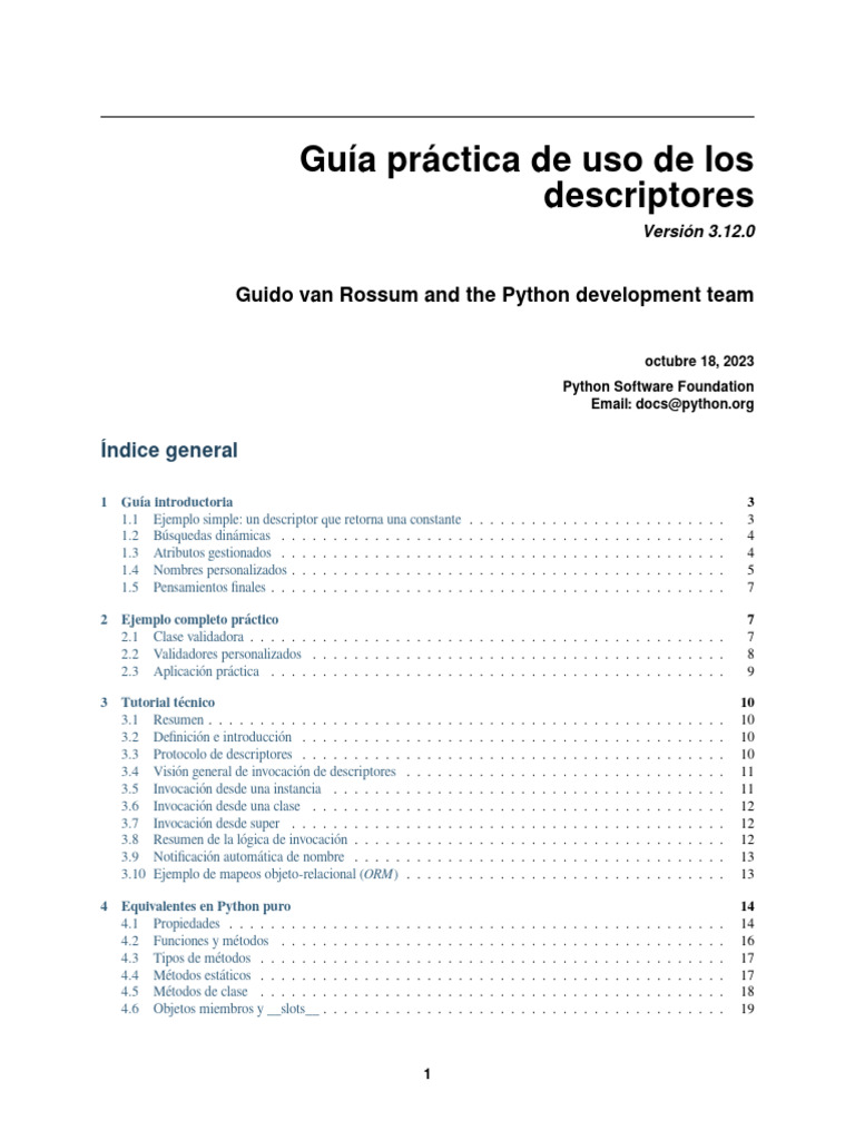 Howto Descriptor | PDF | Python (lenguaje de programación) | Objeto ...