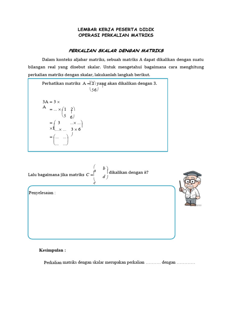 7.LKPD Perkalian Matriks | PDF