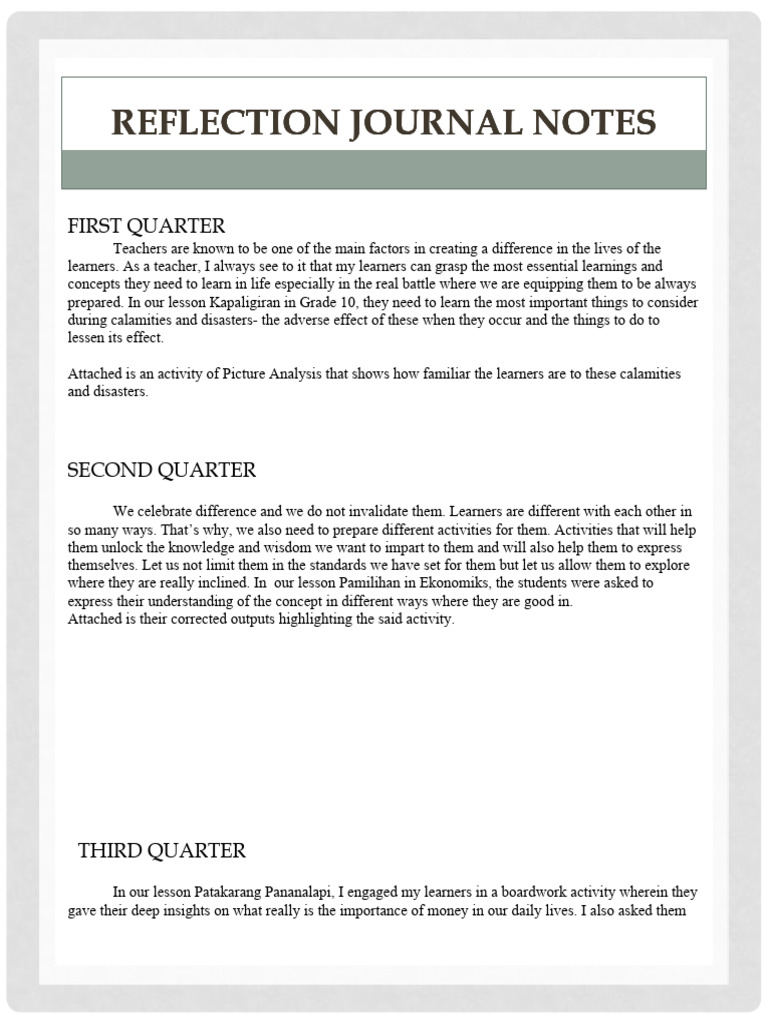 FIRST QUARTER-reflection | PDF | Social Science | Wellness