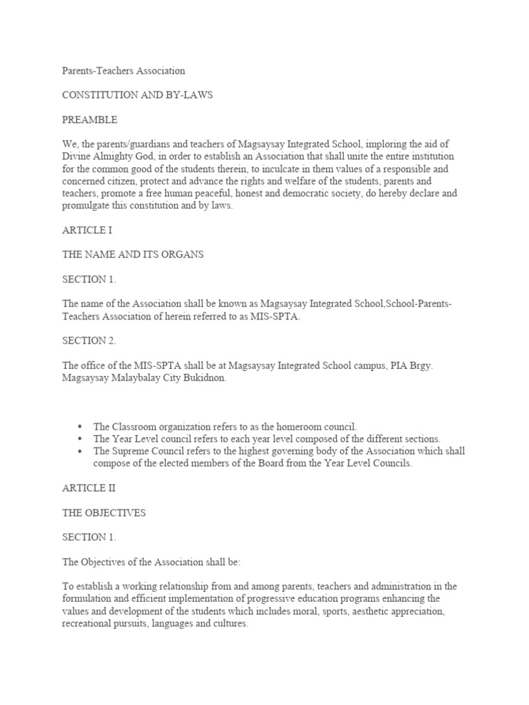 SPTA By-LAws | PDF | Presidents Of The United States | American Government