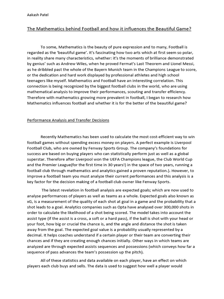 Mathematics in Football Strategy | PDF | Mathematics