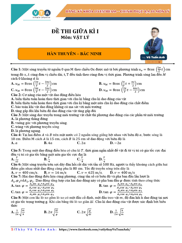 2. Thay Vu Tuan Anh. Hàn Thuyên - Bắc Ninh (giữa HK1) | PDF