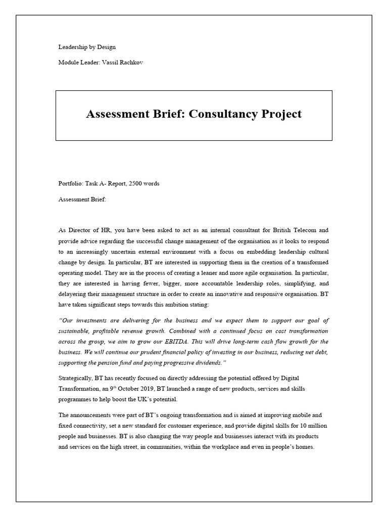 BT Leadership Change Management Report | PDF | Consultant | Leadership