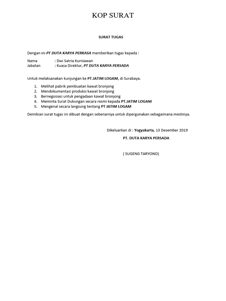 Surat Tugas DKP | PDF