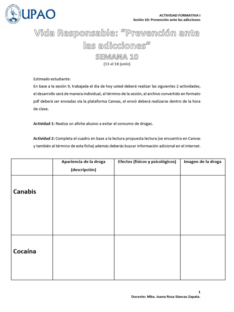 ACTIVIDAD PRACTICA 10 Consumo de Drogas | PDF | Drogas | Productos de ...