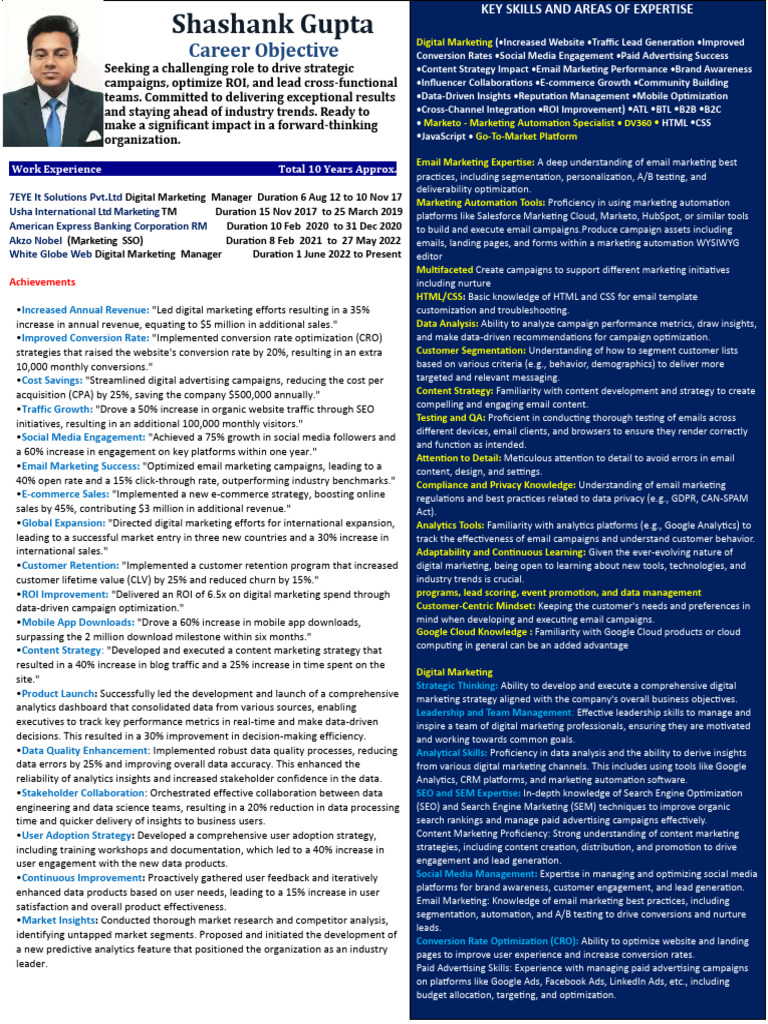 SHASHANK Google CV | PDF | Digital Marketing | Analytics