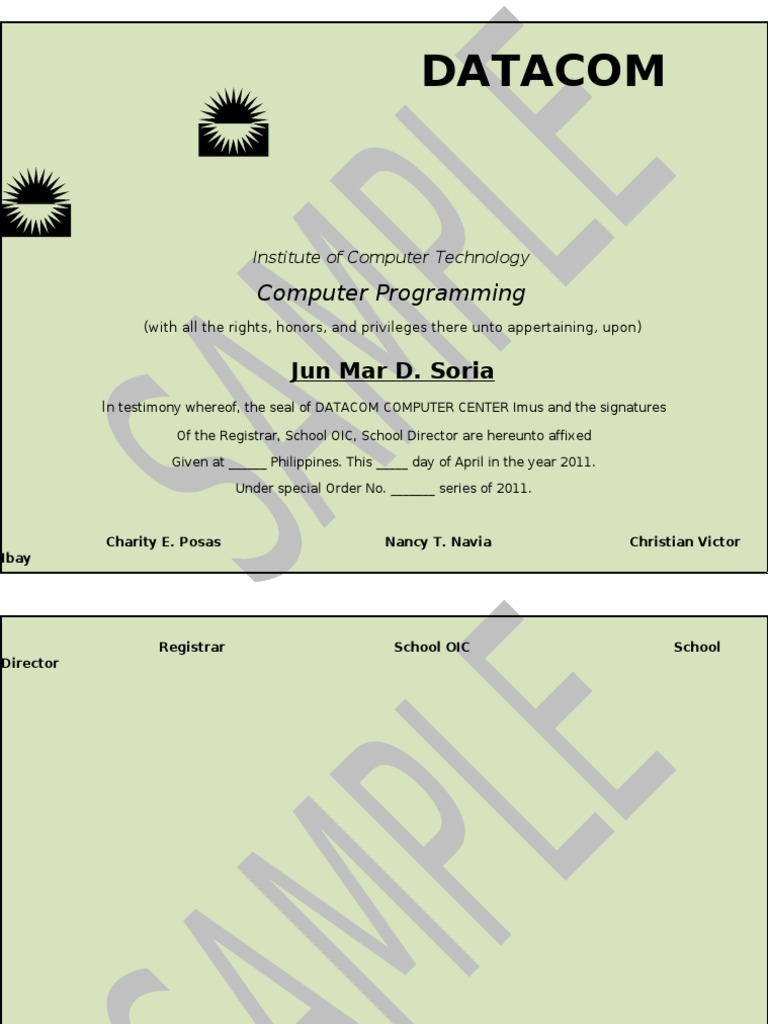 DATACOM Computer Programming Certificate | PDF