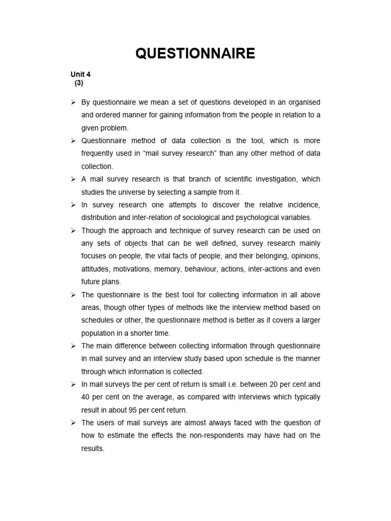 Questionnaire | PDF | Survey Methodology | Questionnaire