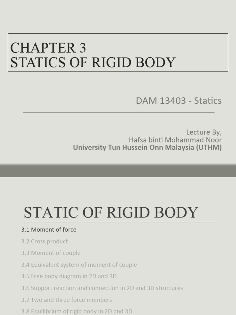 New Chapter 3 A Static of Rigid Body | PDF | Torque | Euclidean Vector