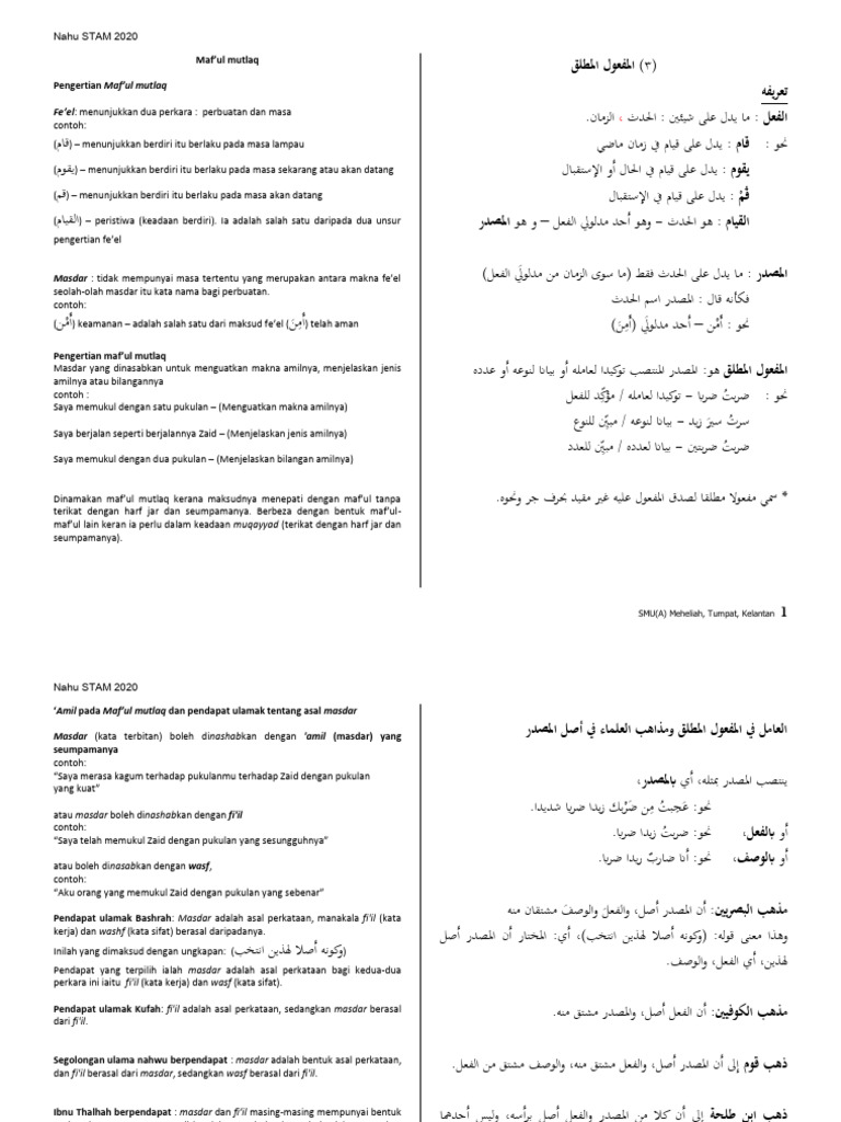 Nahu Stam - المفعول المطلق | PDF