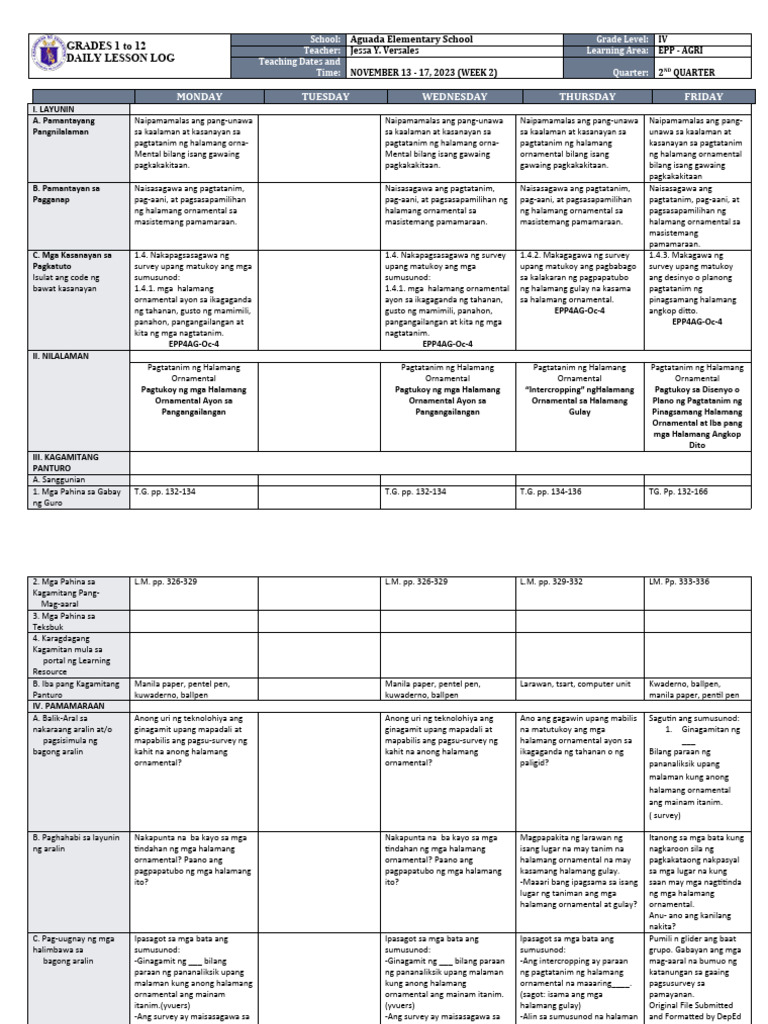 DLL - Epp 4 - Q2 - W2 | PDF