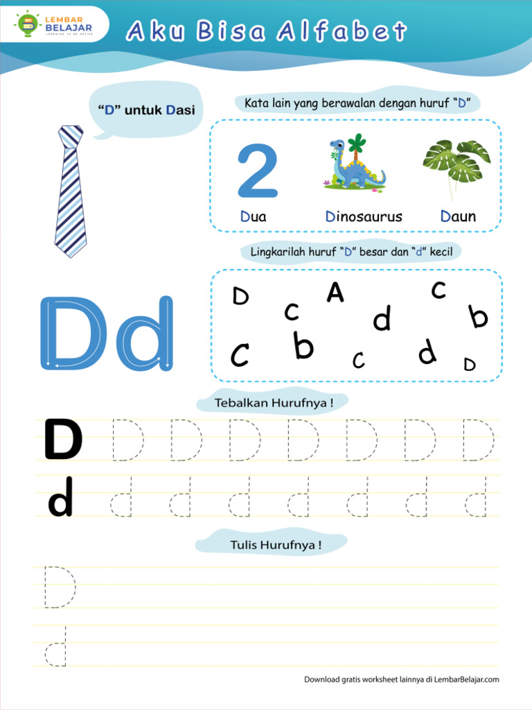 Worksheet Menulis Huruf D 1 | PDF