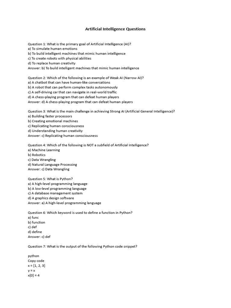 Artificial Intelligence Questions | Download Free PDF | Artificial ...