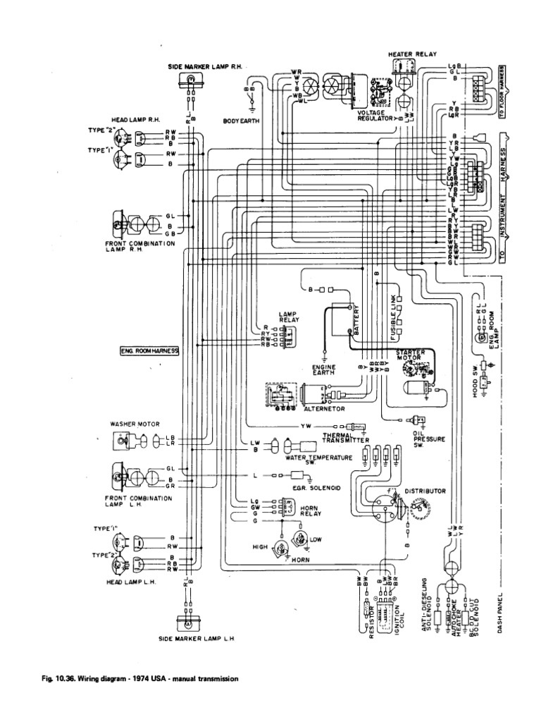 Datsun 620 Wiring Diagram 1974 Manual Tranny | PDF