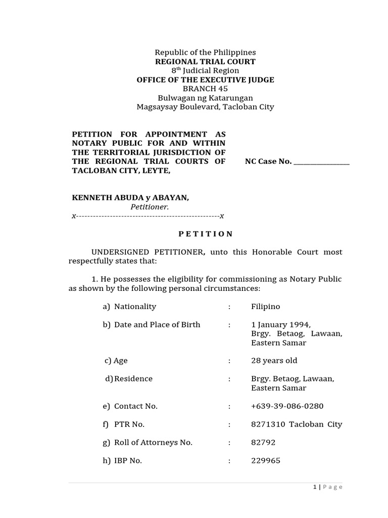 Petition For Notarial Commission | PDF | Notary Public | Justice