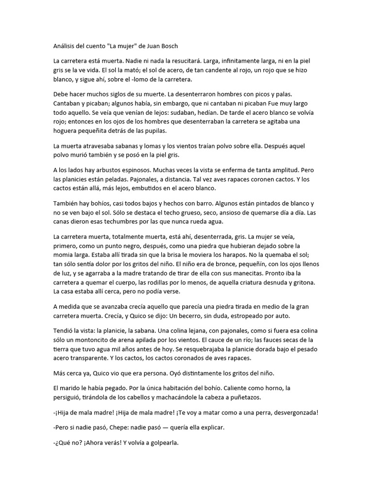 Análisis Del Cuento La Mujer | PDF | República Dominicana