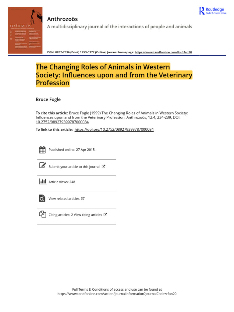 00-The Changing Roles of Animals in Western Society - Influences Upon ...