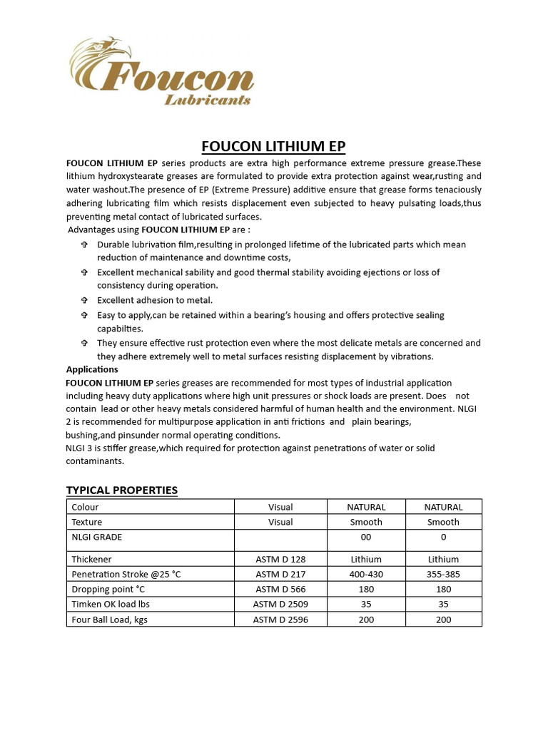 Foucon Lithium EP 00,0 | PDF