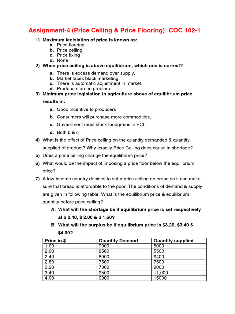 assignment 4 | PDF | Economic Equilibrium | Prices