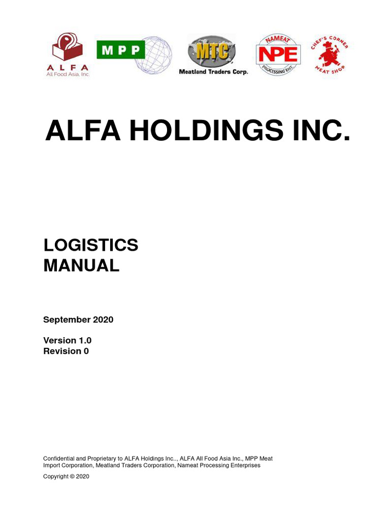 AHI Logistics Manual - V1.0 | PDF | Warehouse | Policy