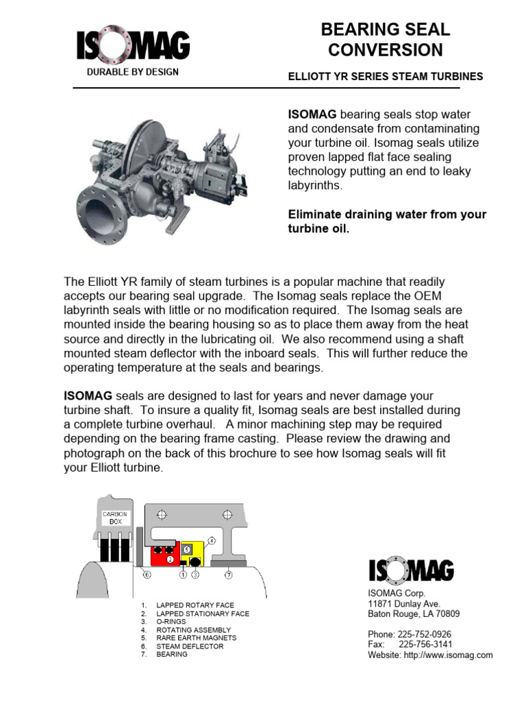 Isomag Seal Upgrade for Elliott Turbines | PDF | Bearing (Mechanical ...