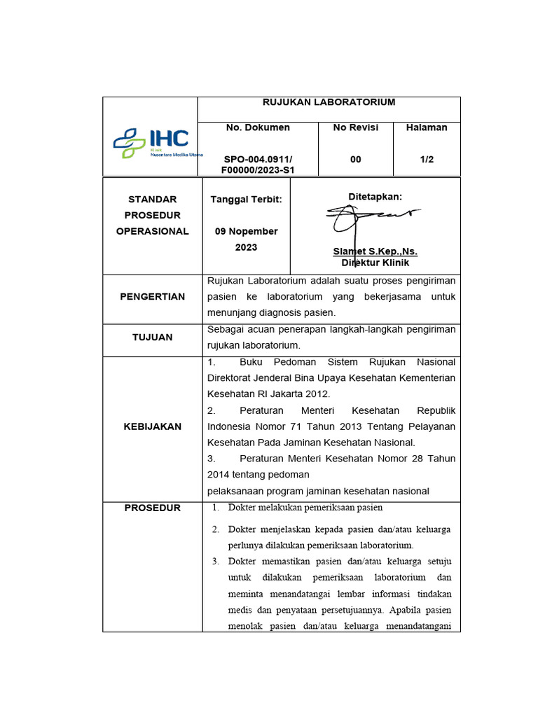Sop Rujukan Laboratorium Rev | PDF | Sains & Matematika
