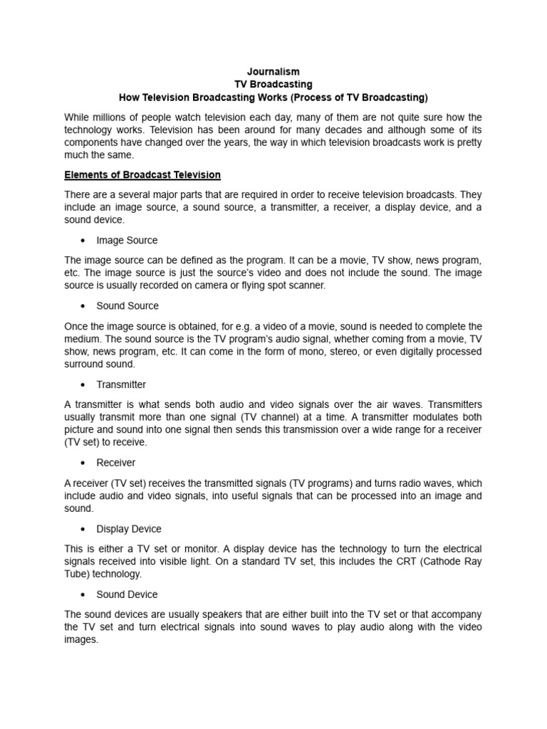 TV Broadcasting Production | PDF | Television | Cable Television