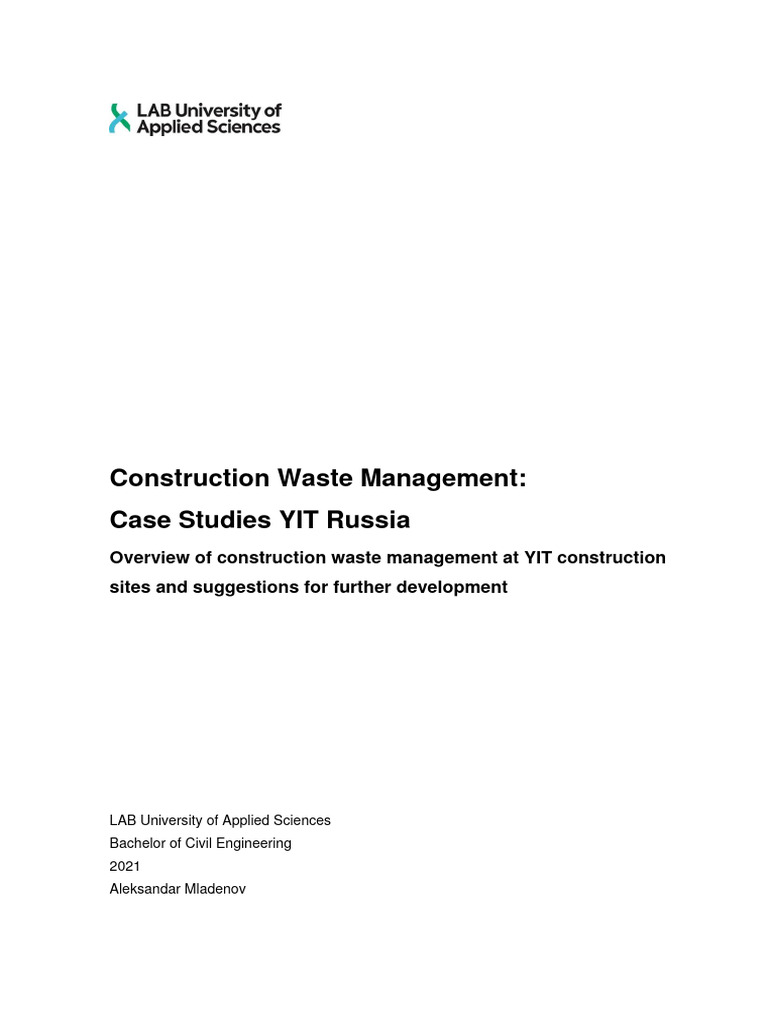 Construction Waste Management Cases YIT Russia | PDF | Waste Management ...