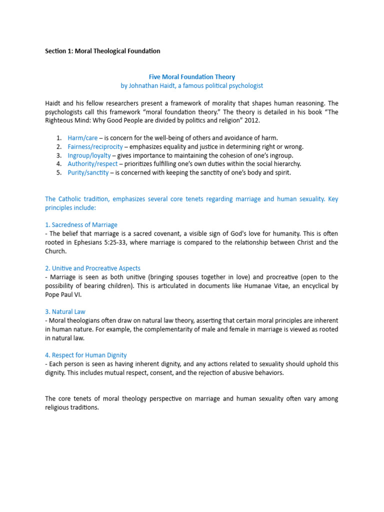 Section 1 Five Moral Foundation Theory Report | PDF