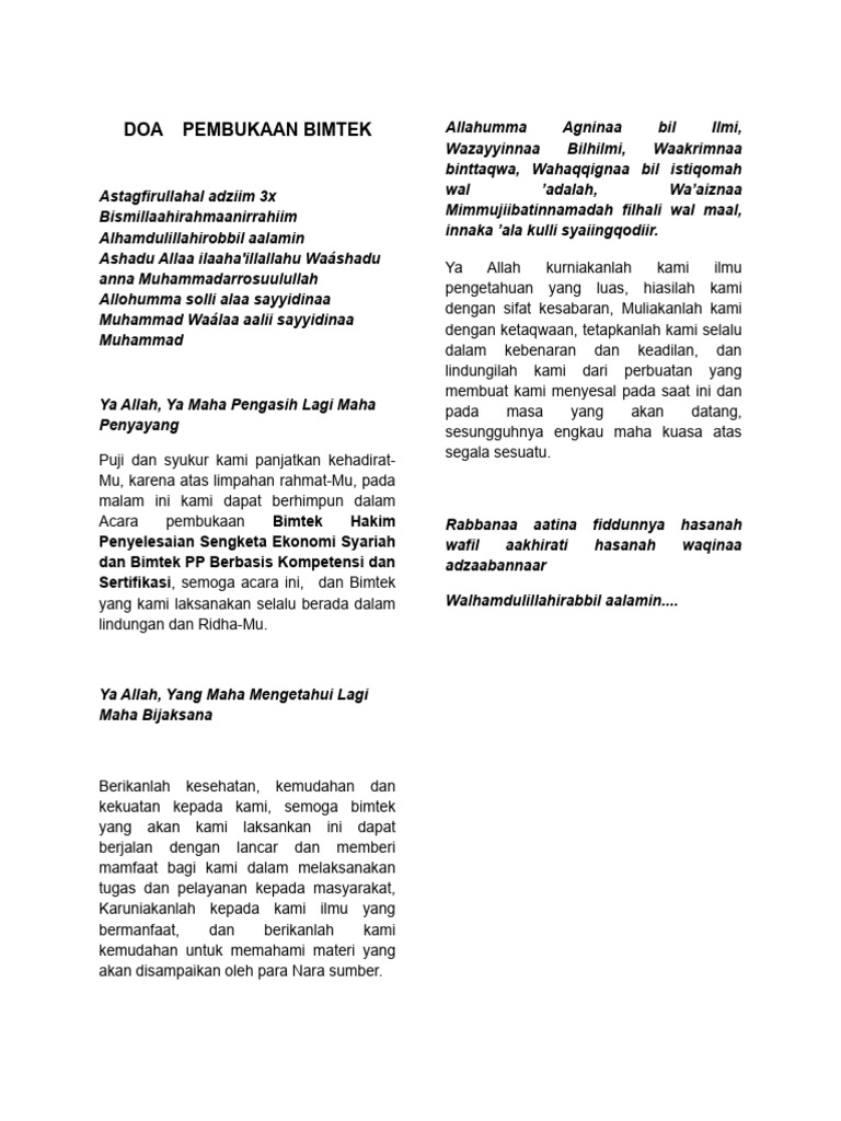 Doa Bimtek KEGIATAN PTWP DI PENGADILAN AGAMA SIDIKALANG1 | PDF ...