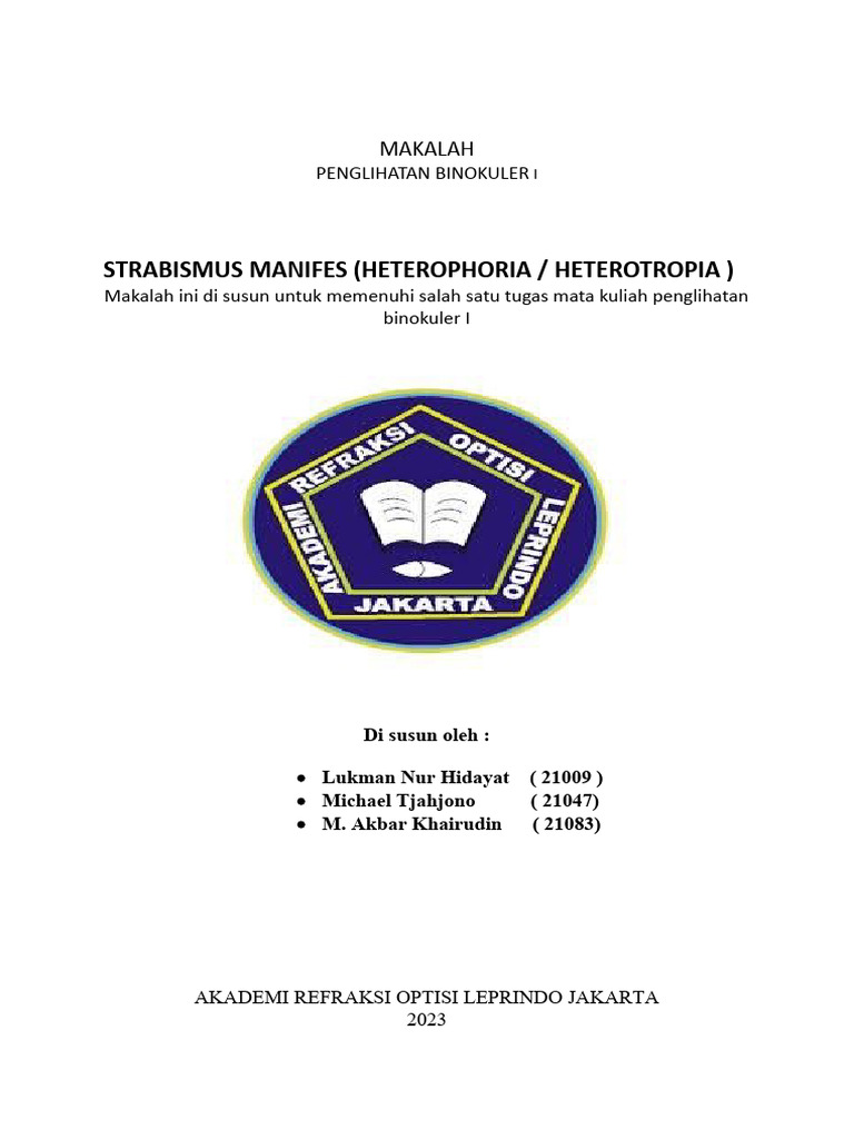 Strabismus Manifes: Heterophoria dan Heterotropia | PDF