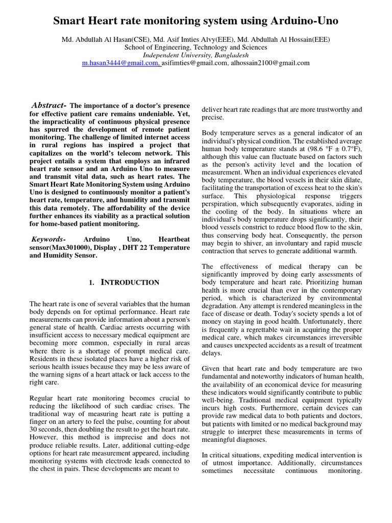 Paper - Smart Heart Rate Monitoring System Using Arduino Uno | PDF ...