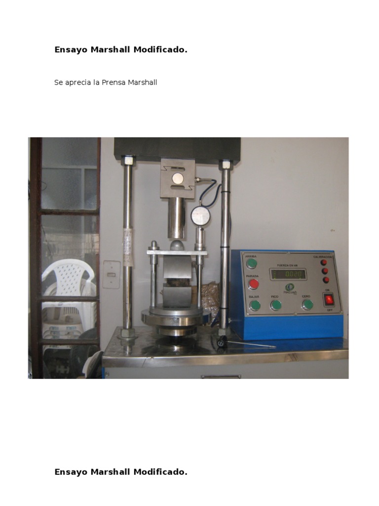 Proceso del Ensayo Marshall Modificado | PDF | Salud y bienestar