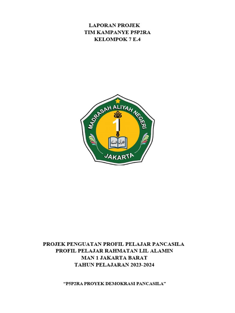 Laporan Projek P5P2RA X4 Kel. 7-1 | PDF | Karier & Perkembangan | Seni