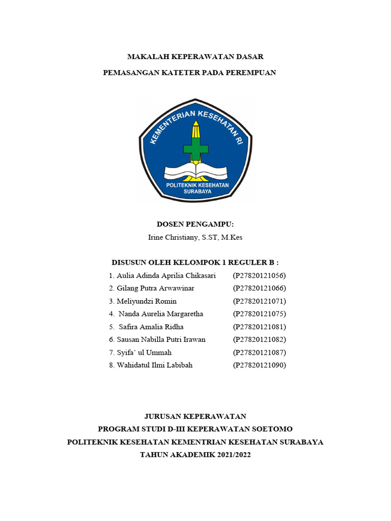 Reg B - 01 - Makalah Pemasangan Kateter Pada Perempuan-2 | PDF
