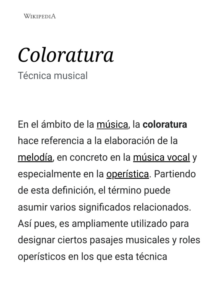 Técnica de Coloratura en Música Vocal | PDF | Las artes escénicas ...