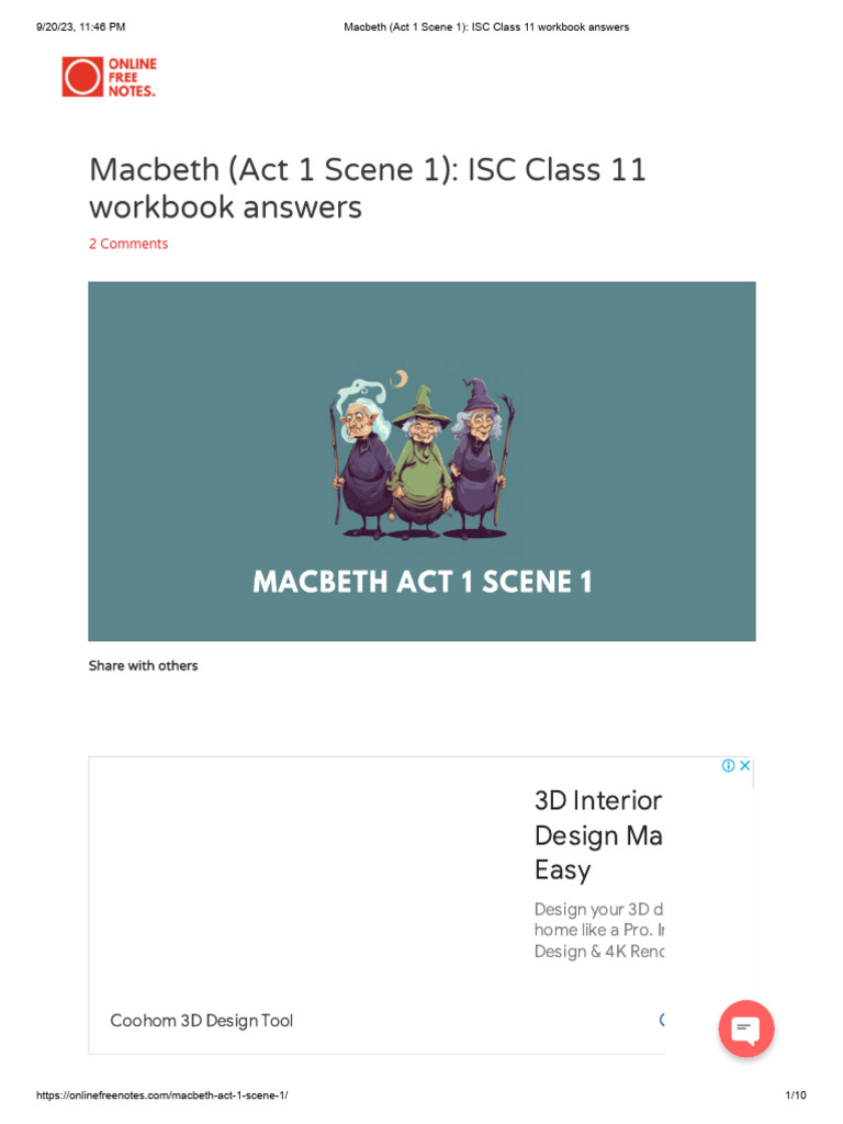 Macbeth Act 1 Scene 1 ISC Summary | PDF | Macbeth